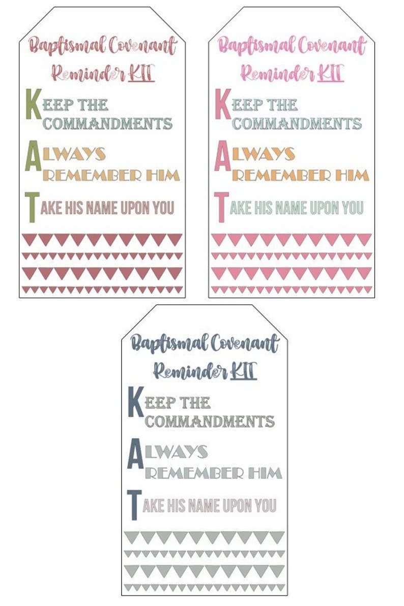 Baptism Covenant Reminder KIT Gift Tag, 3 Color Options, NO ...