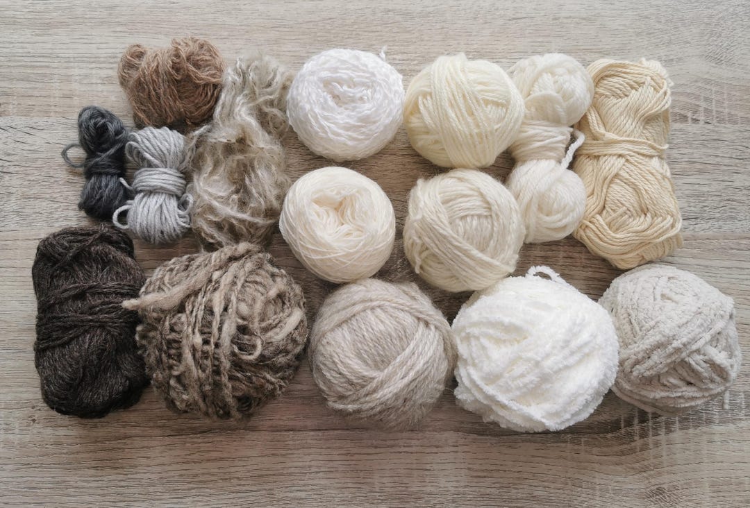 Neutral Yarn Bundle - 300g Mixed Fibers for Crochet, Knitting, Weaving ...