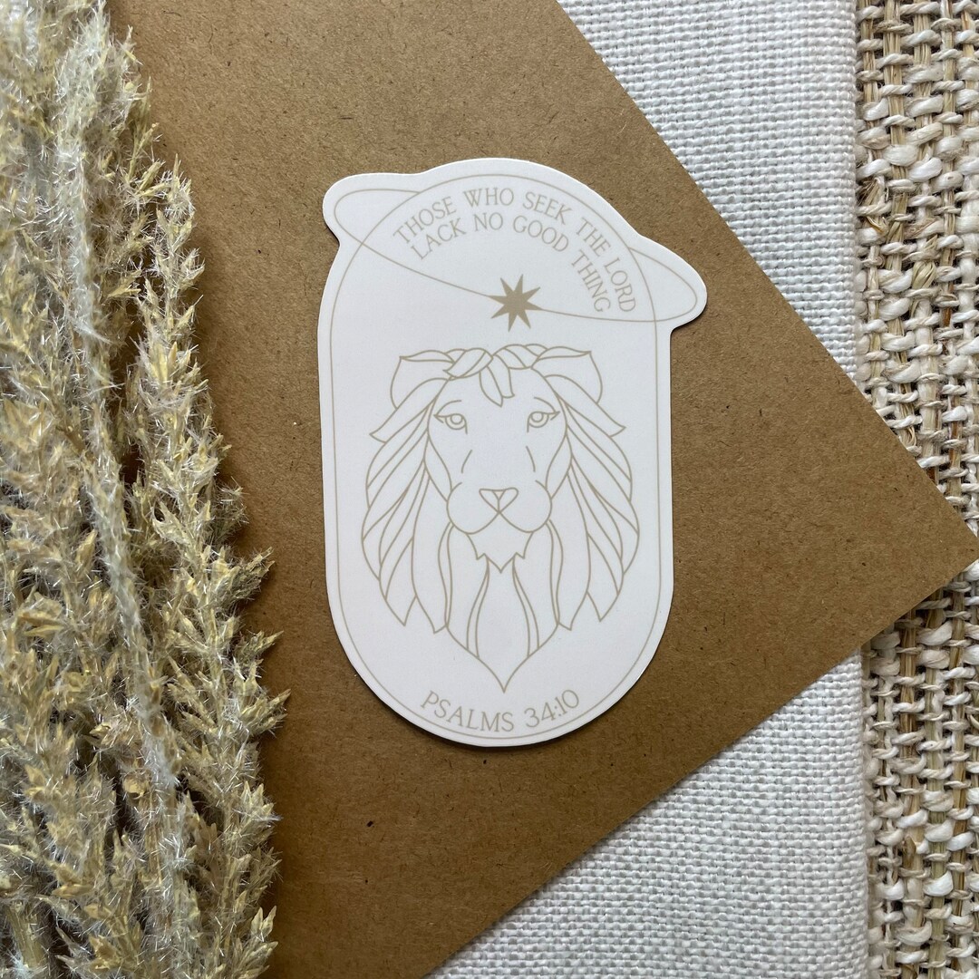 Psalms 34:10 Water Resistant Sticker Bible Sticker Lion Sticker Jesus ...