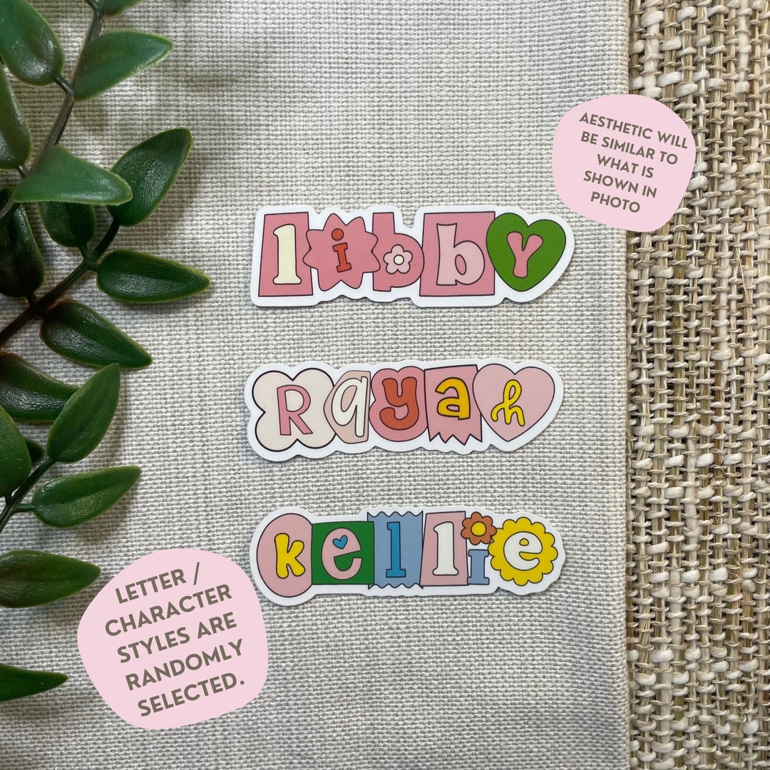 Retro Ransom Letter Customizable Name Water Resistant Vinly Decal ...
