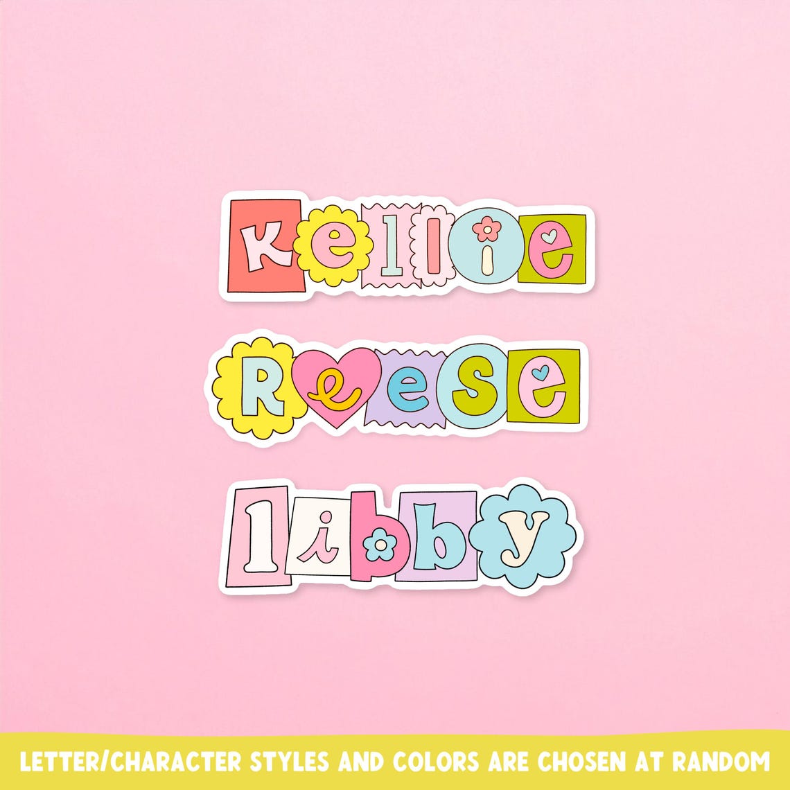 Retro Ransom Letter Customizable Name Water Resistant Vinly Decal ...
