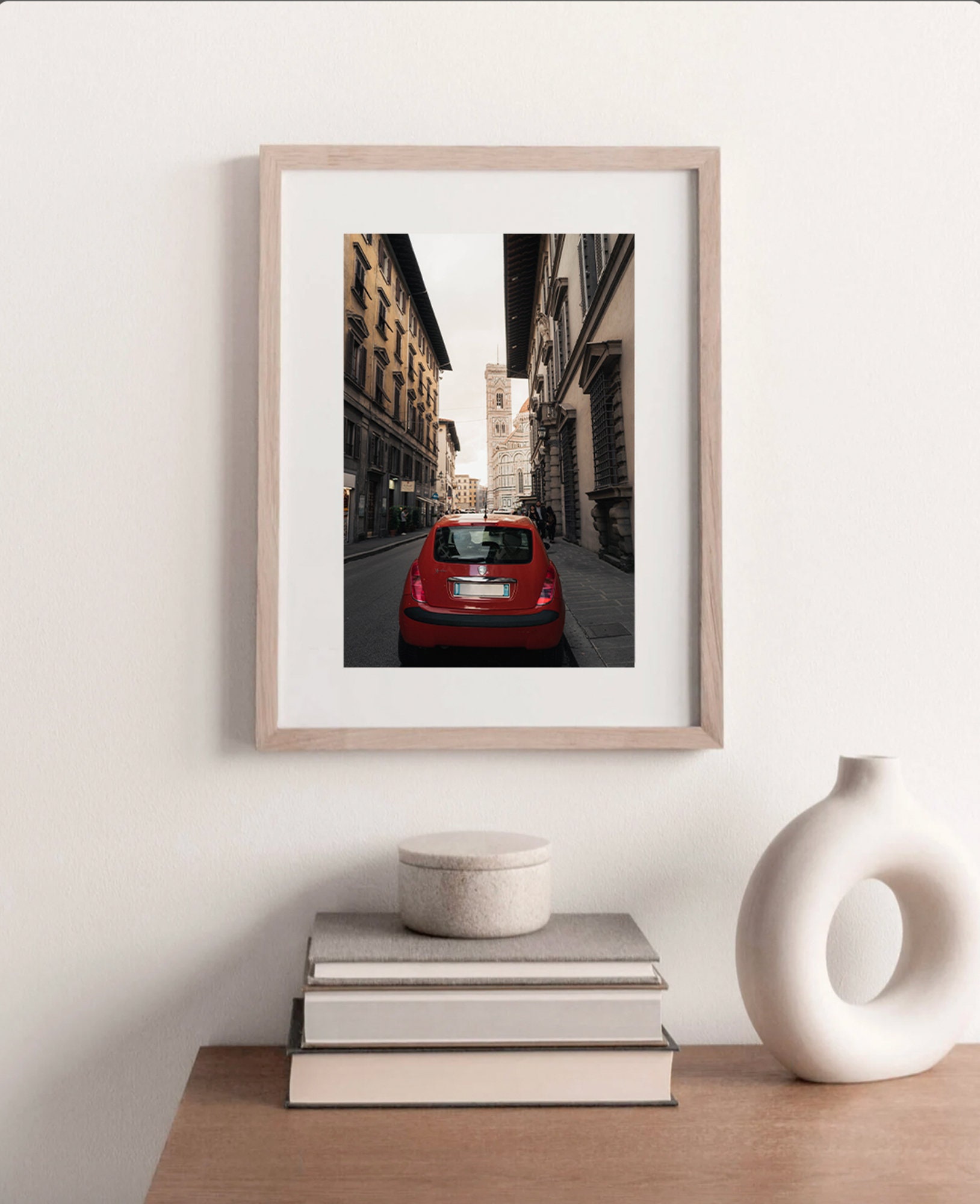 Italian Car Wall Art Red Car Print Streets of Florence Italy Wall Art ...