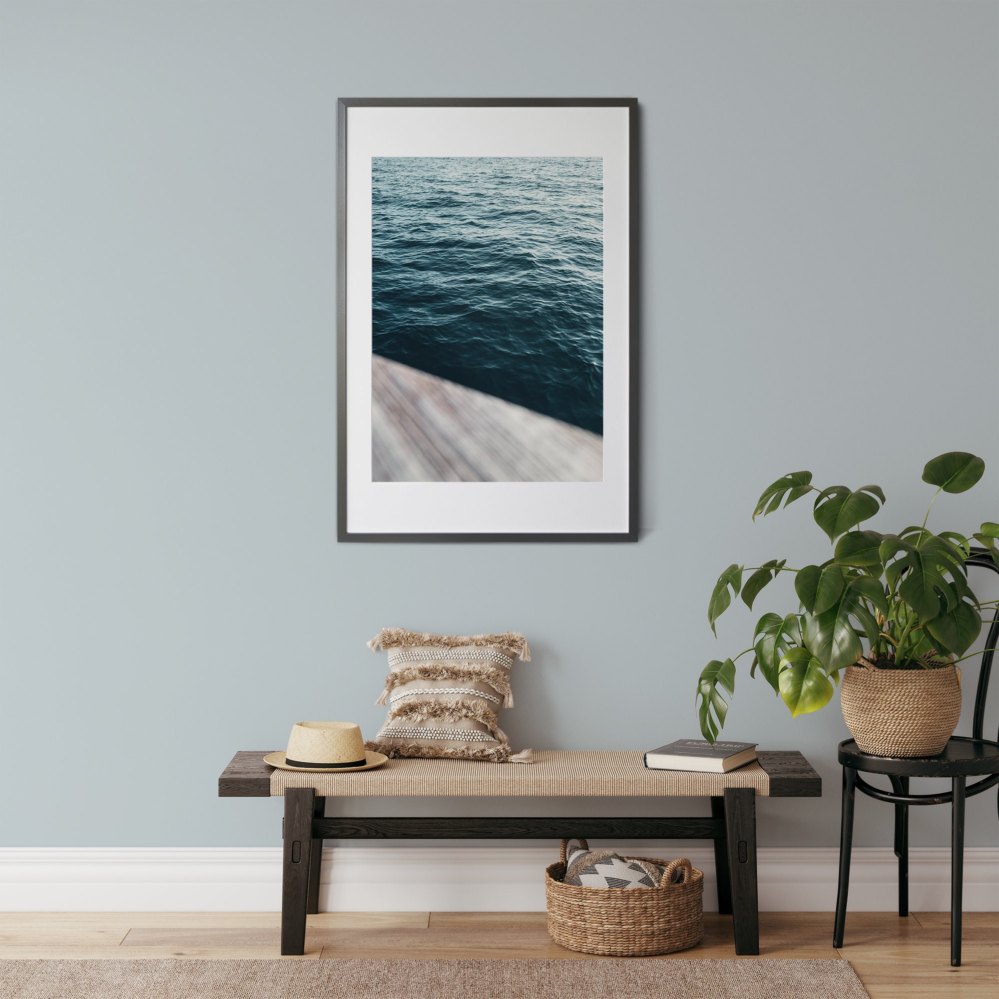 Water Reflection Ripple Photograph, Teal Blue Calm Ocean Photography ...