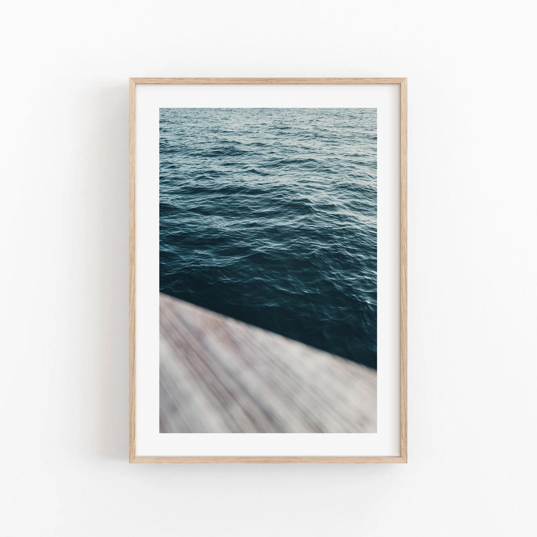 Water Reflection Ripple Photograph, Teal Blue Calm Ocean Photography ...