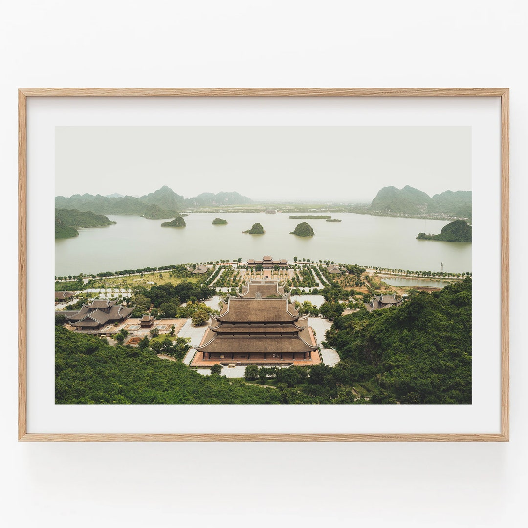 Pagoda Print Asia Photo Olive Green Wall Art Vietnam - Etsy