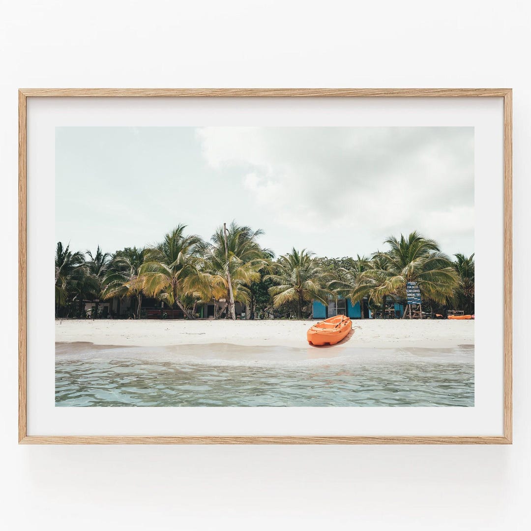 Kayak Wall Art Beach Photography Palm Tree Photo Sandy Beach Landscape ...
