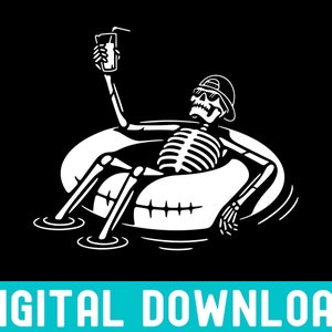 Floating Skeleton Svg Sunglass Skull Svg holiday Skeleton Cocktail ...