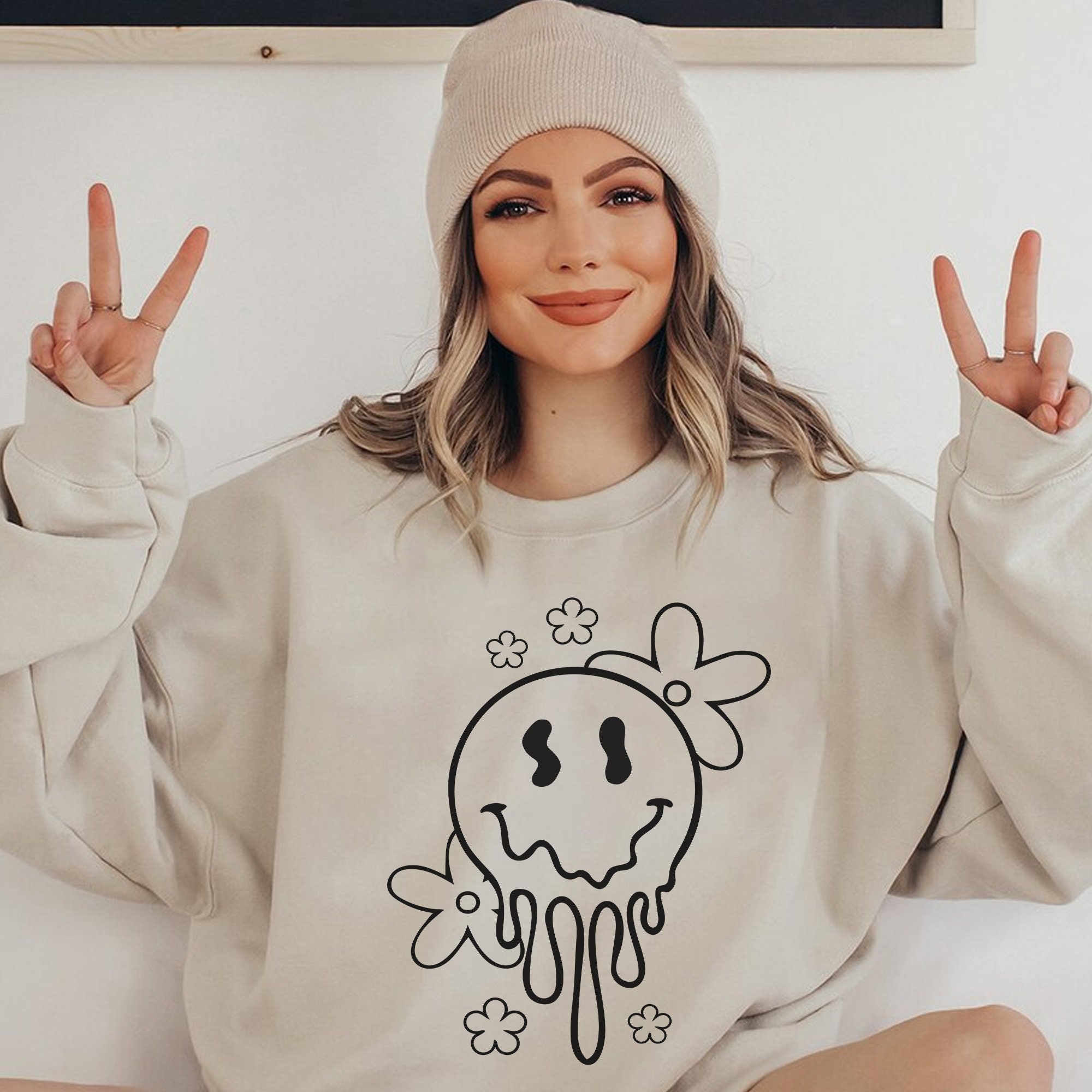 Melty Smiley Face Svg Happy Face Svg Scary Face Svg Groovy - Etsy México