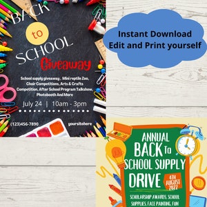 Editable School Supply Drive Flyer Back to School Invite - Etsy
