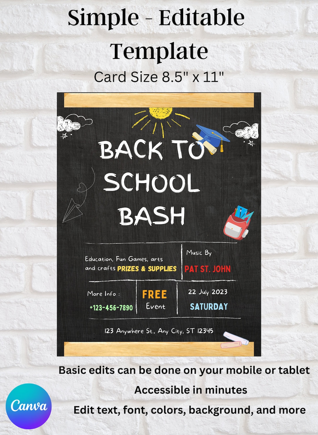 Editable Back to School Bash Flyer Canva Template - Etsy