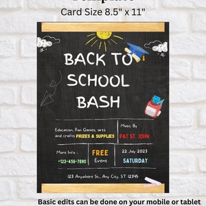 Editable Back to School Bash Flyer Canva Template - Etsy