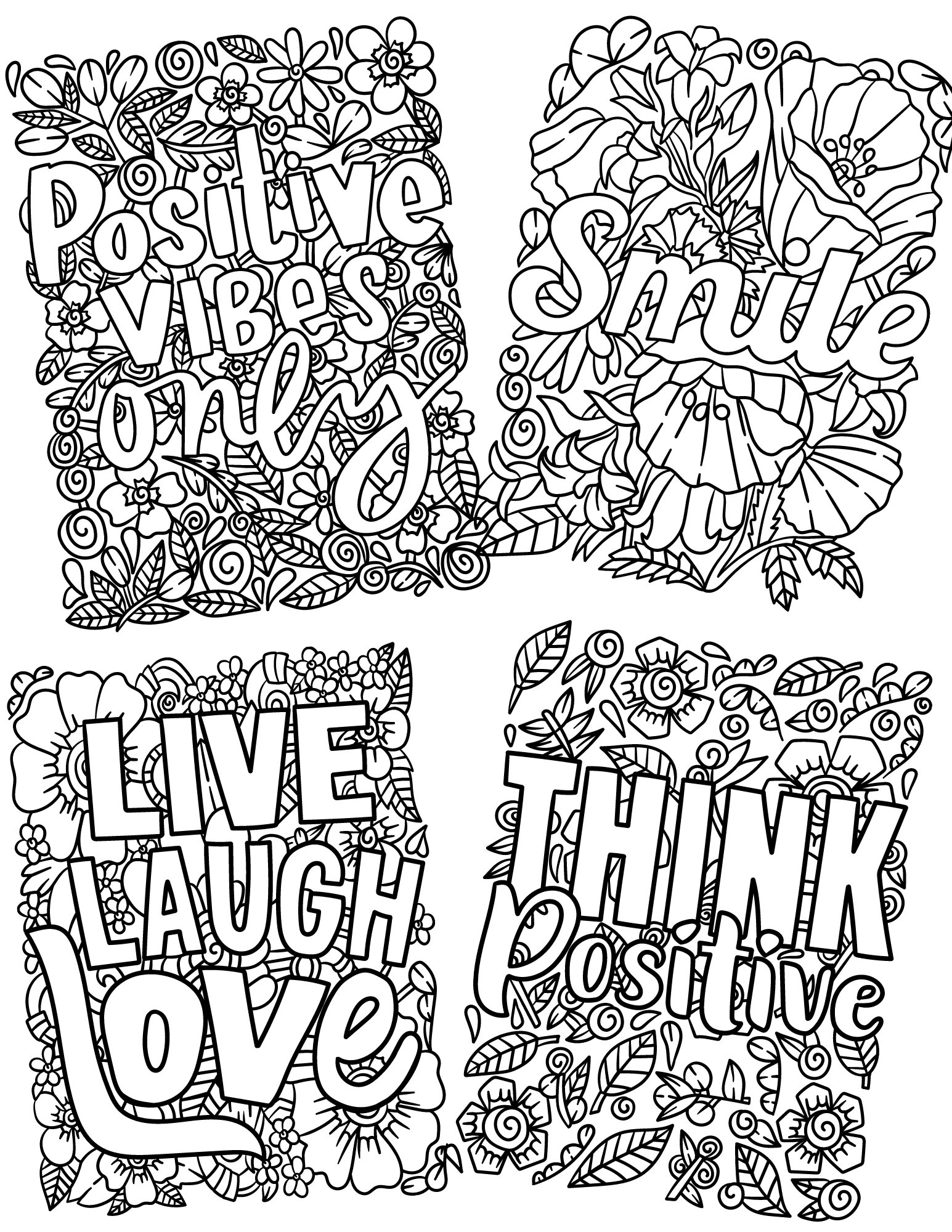 15 Motivational Coloring Pages Positive Quotes Coloring - Etsy