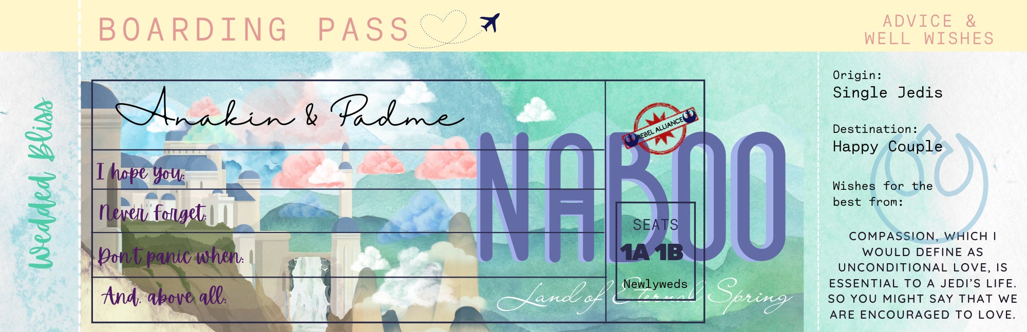 Star Wars Planets Themed Boarding Passes for Wedding Shower - Etsy