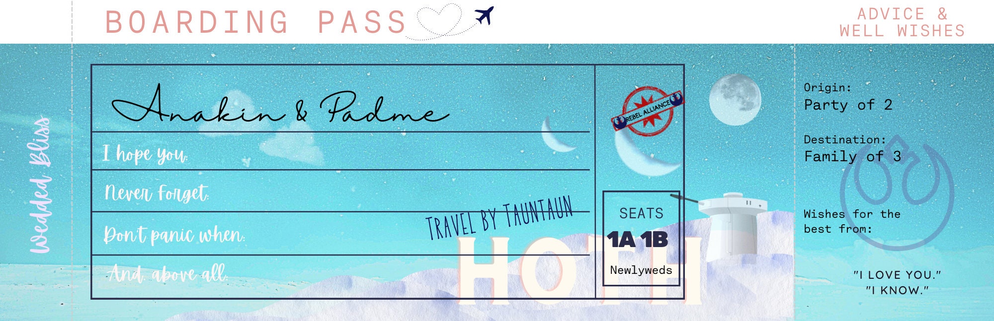 Star Wars Planets Themed Boarding Passes for Wedding Shower - Etsy