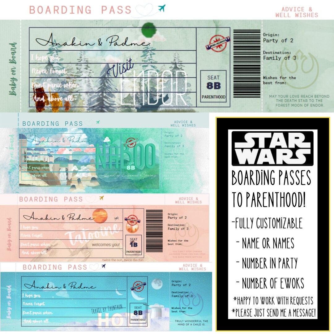 Star Wars Planets Themed Boarding Passes for Baby Shower - Etsy