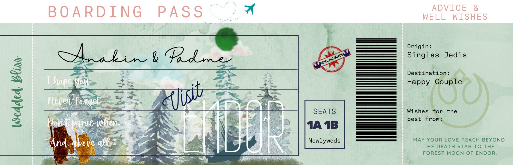 Star Wars Planets Themed Boarding Passes for Wedding Shower - Etsy
