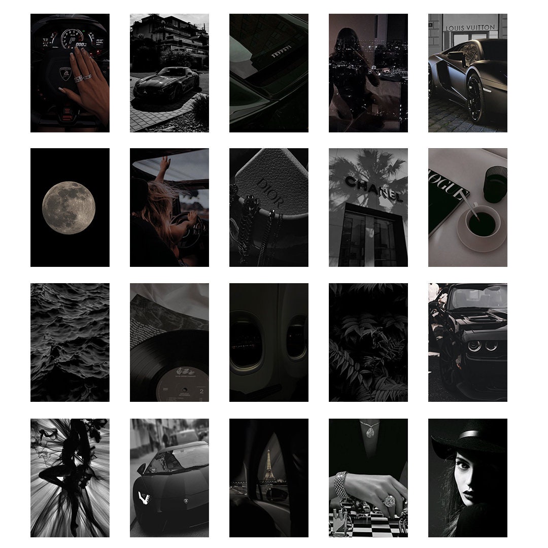 Black and Grey Aesthetic Collage Kit 50 Pcs Size 4 X 6 Inch on 400 GSM ...