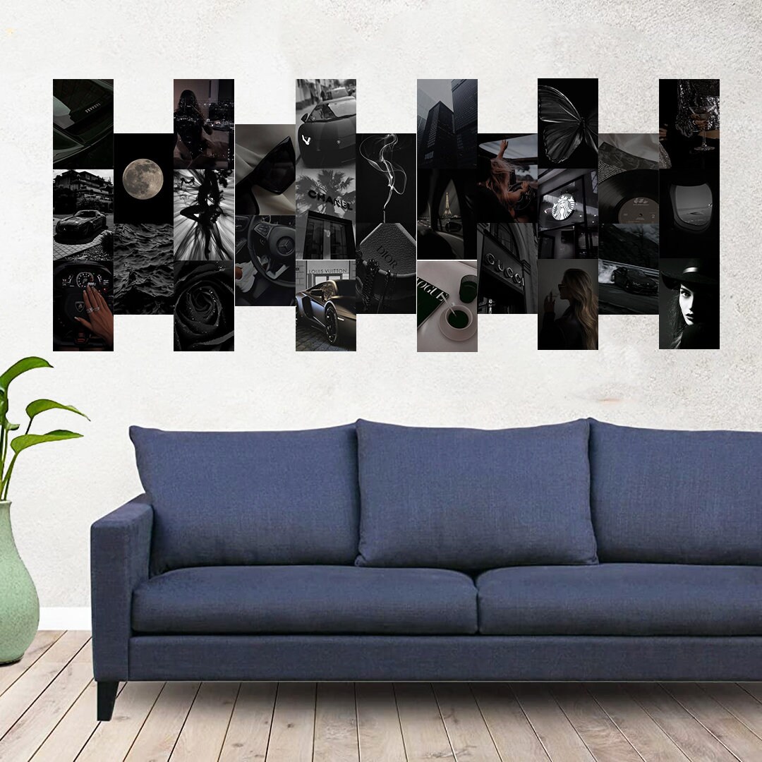 Black and Grey Aesthetic Collage Kit 50 Pcs Size 4 X 6 Inch on 400 GSM ...
