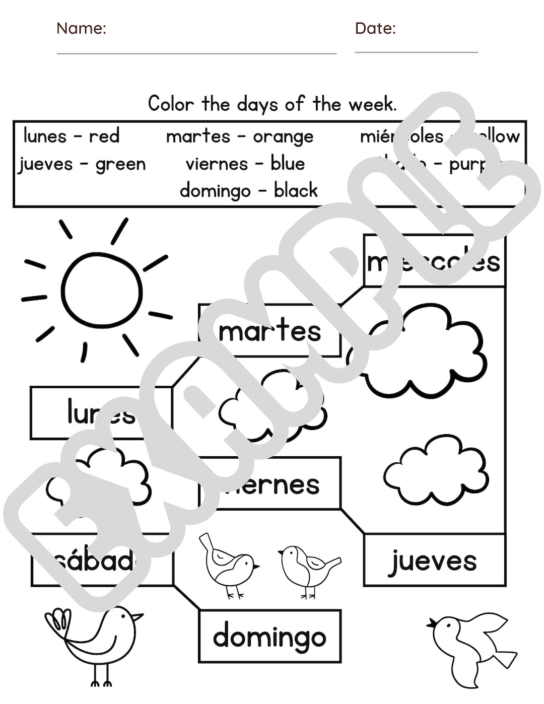 21 Spanish Worksheets - Etsy
