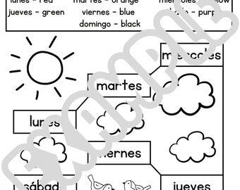 Learning Spanish for Kids, Activity for Kids, Worksheets for Ages 4 - Etsy