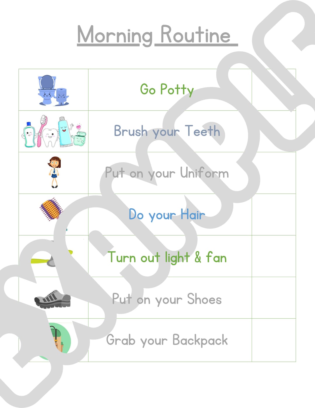 3 Kids Routine Charts - Morning, After School, Bedtime - Etsy