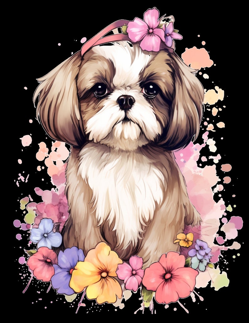 Shih Tzu Clip Arts With Transparent Background PNG 8.5 X 11 200 DPI - Etsy
