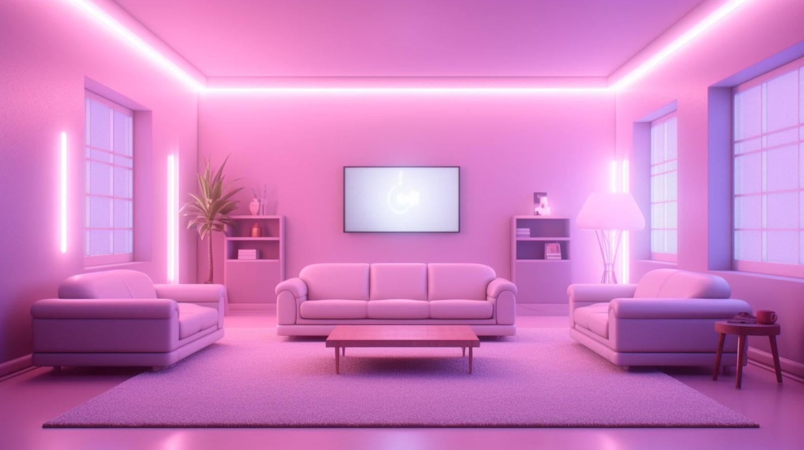10 Vtube Virtual Background | Twitch Overlay - Neon Pink Pastel Room ...