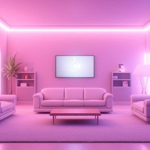 10 Vtube Virtual Background | Twitch Overlay - Neon Pink Pastel Room ...