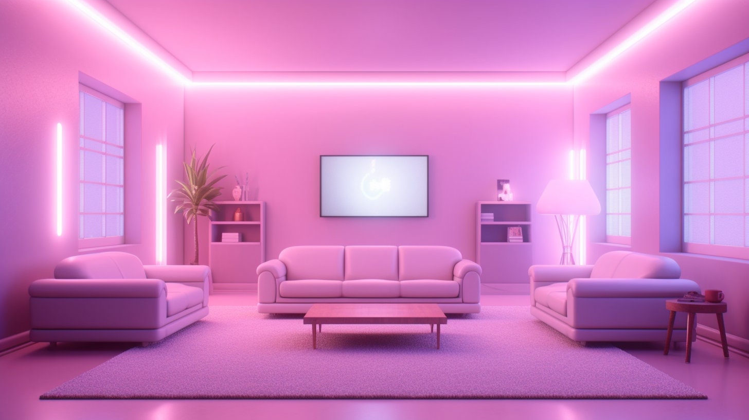 10 Vtube Virtual Background | Twitch Overlay - Neon Pink Pastel Room ...