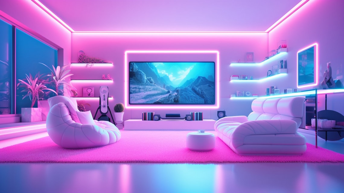 10 Vtube Virtual Background Twitch Overlay Neon Pink Pastel Room for Lady Streamer - Etsy