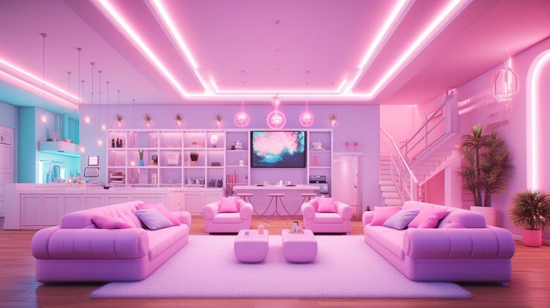 10 Vtube Virtual Background | Twitch Overlay - Neon Pink Pastel Room for Lady Streamer - Etsy