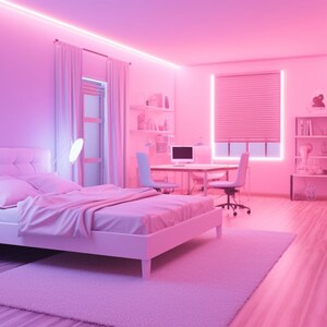 10 Vtube Virtual Background | Twitch Overlay - Neon Pink Pastel Room ...