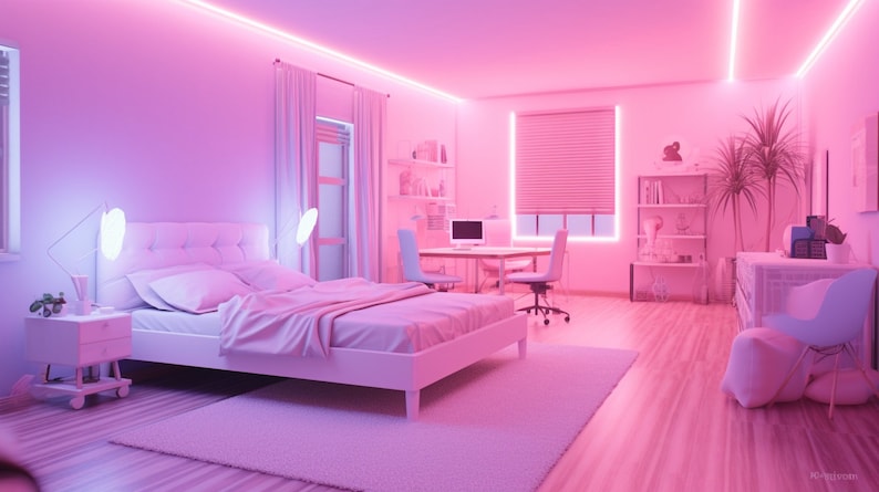 10 Vtube Virtual Background | Twitch Overlay - Neon Pink Pastel Room for Lady Streamer - Etsy