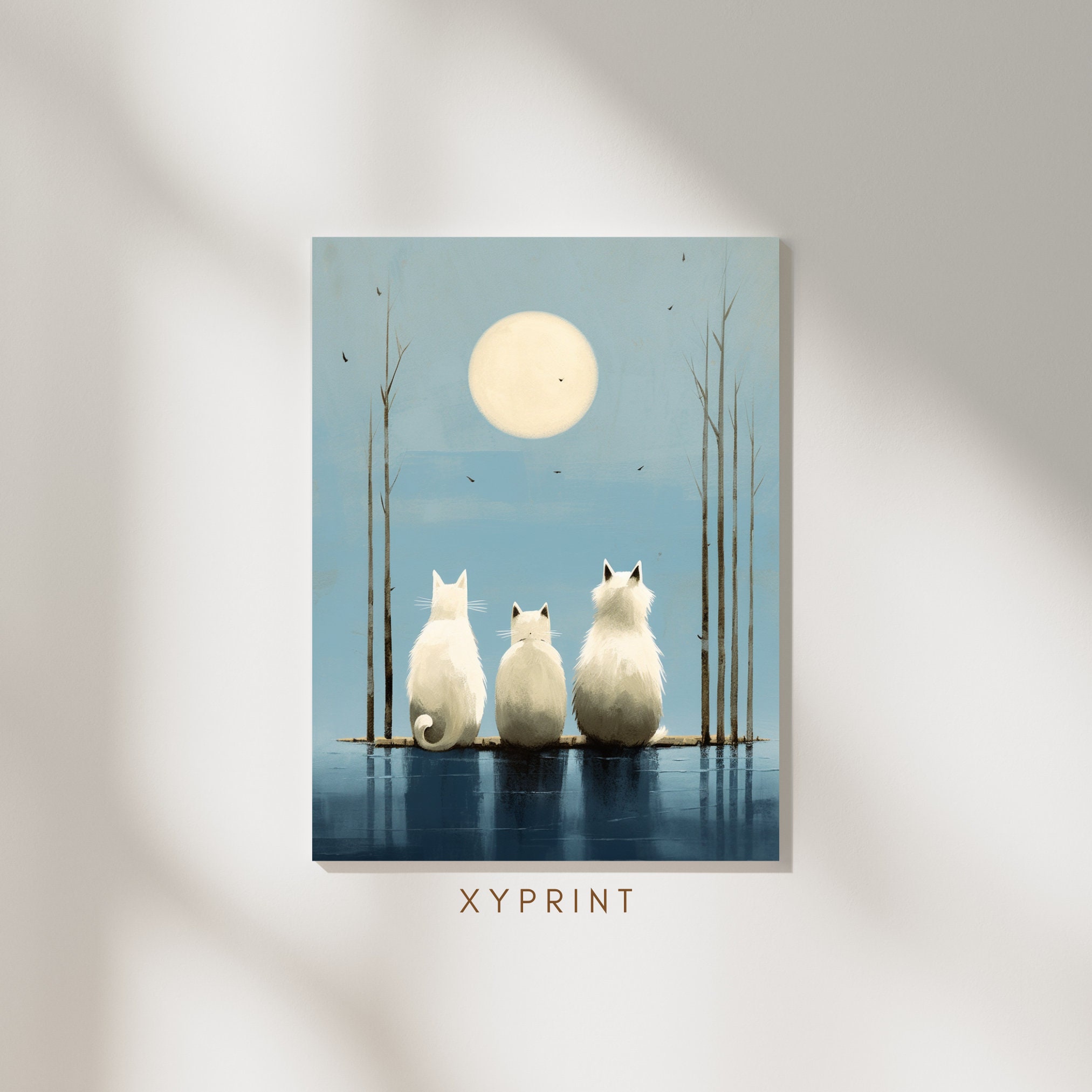 Cat Howling at the Moon Oil Painting Serene Nighttime Scene - Etsy