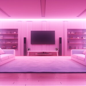 10 Vtube Virtual Background | Twitch Overlay - Neon Pink Pastel Room ...