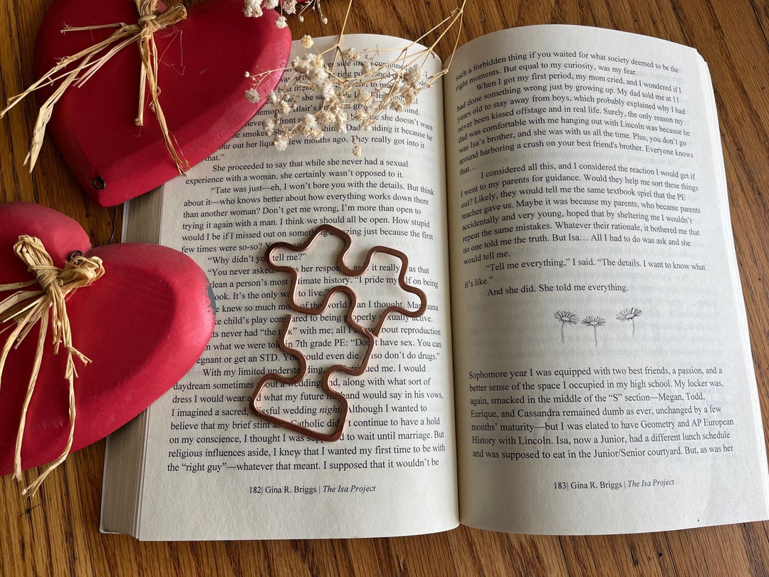Puzzle Bookmark | Handmade Copper Wire Line Art | Puzzle Symbol ...
