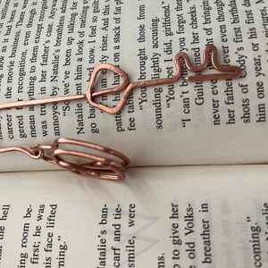 Heart Lock & Key Book Hook Bookmark Handmade Copper Wire Line Art Book ...