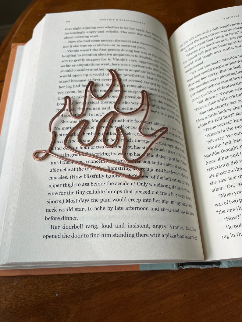 Fire BOOKMARK Handmade Copper Wire Line Art Flame Campfire - Etsy