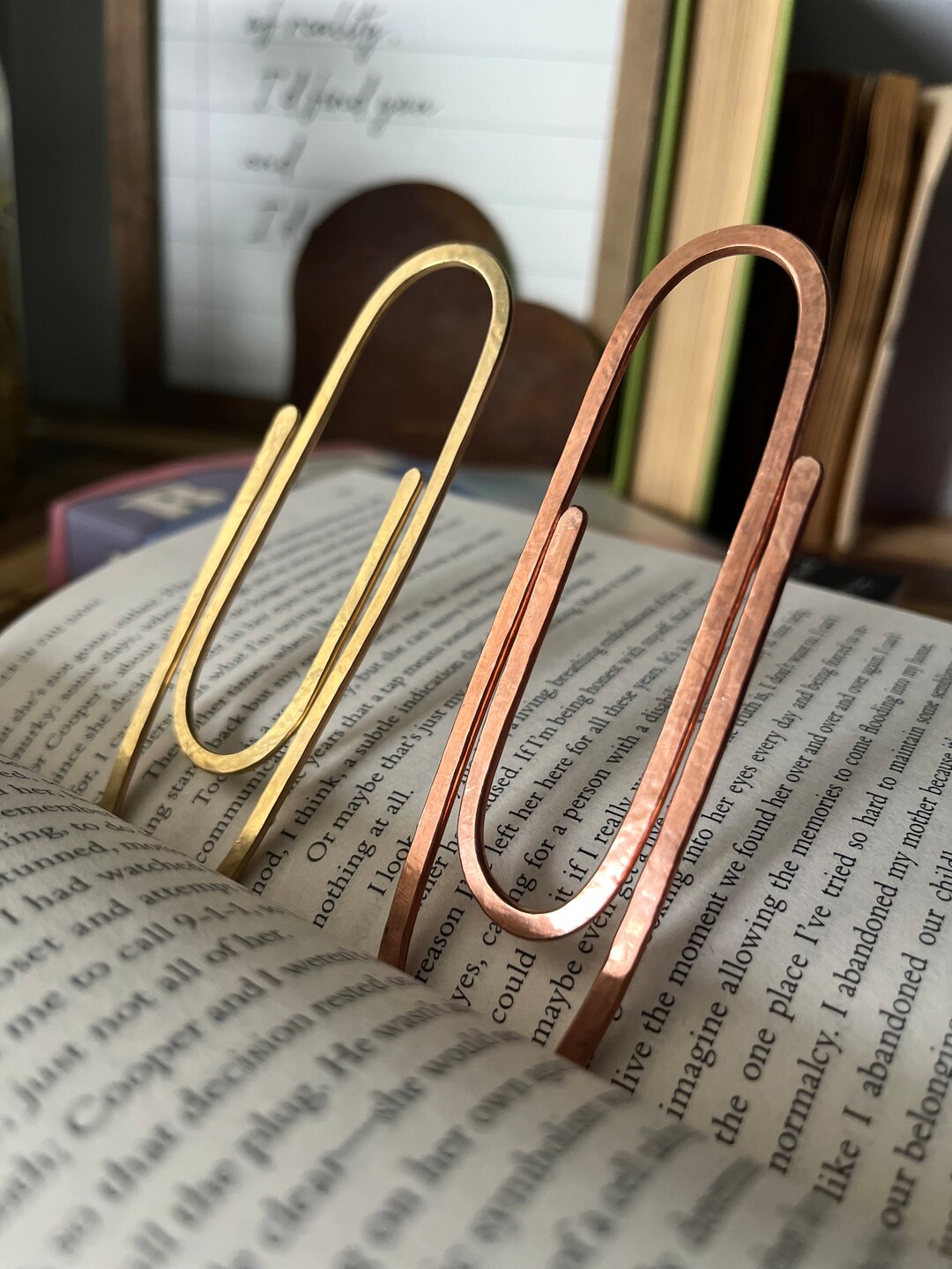 Jumbo Paperclip Handmade Bookmark: Copper and Brass Reading Stationary ...