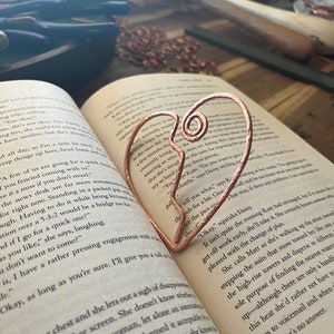 Heart Bookmark | Handmade Salvaged Copper Wire Line Art | Book Jewelry ...