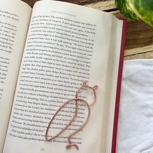 Owl Bookmark | Handmade Salvaged Copper Wire Line Art | Reading ...