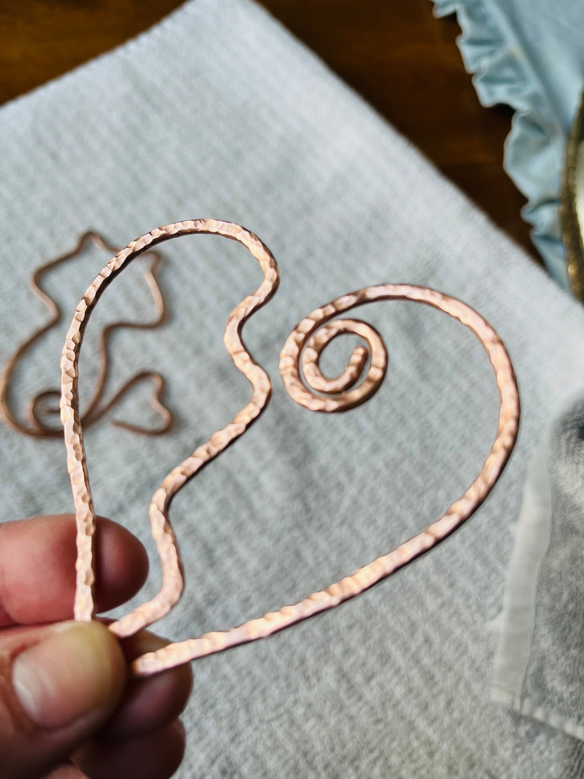 Heart Bookmark Handmade Salvaged Copper Wire Line Art Book - Etsy