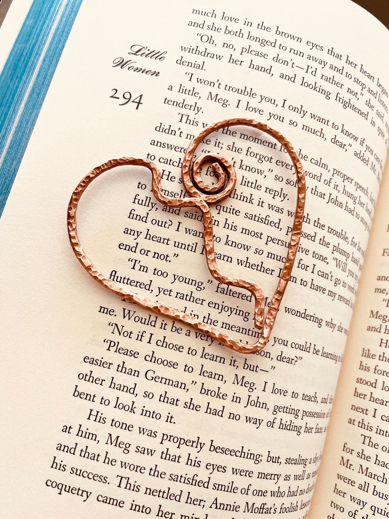 Copper Broken Heart Bookmark: Book Lover Gift Romance Book Stationary ...