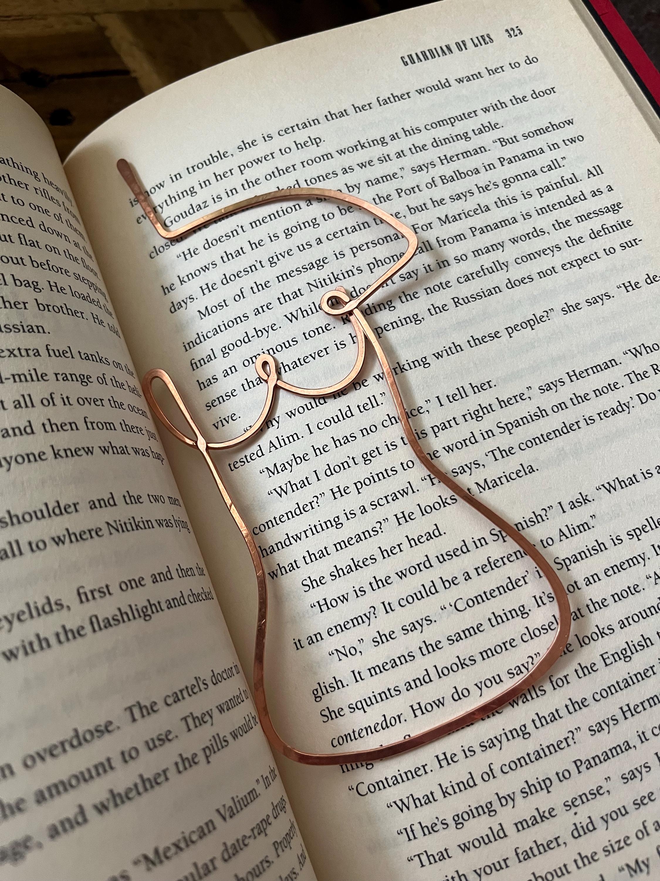 Copper Wire Handmade Bookmark: Body Silhouette Line Art Reading ...
