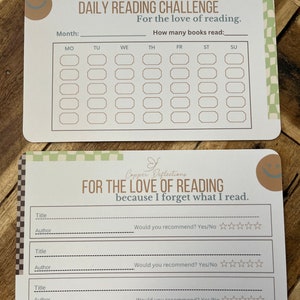 Book Review and Reading Challenge Card: Reading Journal Accessory - Etsy