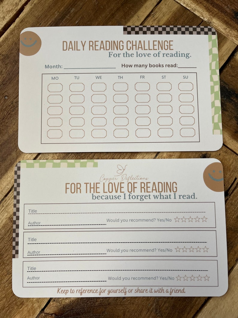 Book Review and Reading Challenge Card: Reading Journal Accessory - Etsy