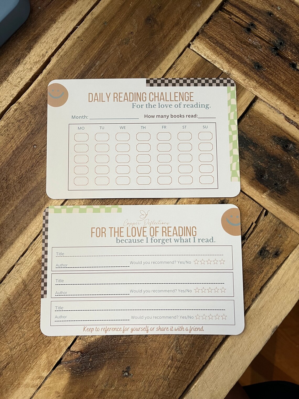 Book Review and Reading Challenge Card: Reading Journal Accessory - Etsy