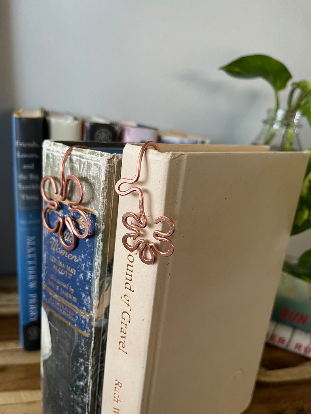Flower Bookmark | Floral Book Hook | Handmade Copper Wire Line Art ...