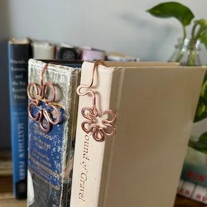 Flower Bookmark | Floral Book Hook | Handmade Copper Wire Line Art ...