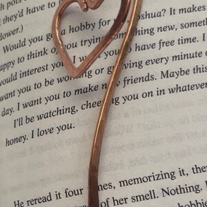 Heart Bookmark | Love Book Hook | Handmade Salvaged Copper Wire Line ...